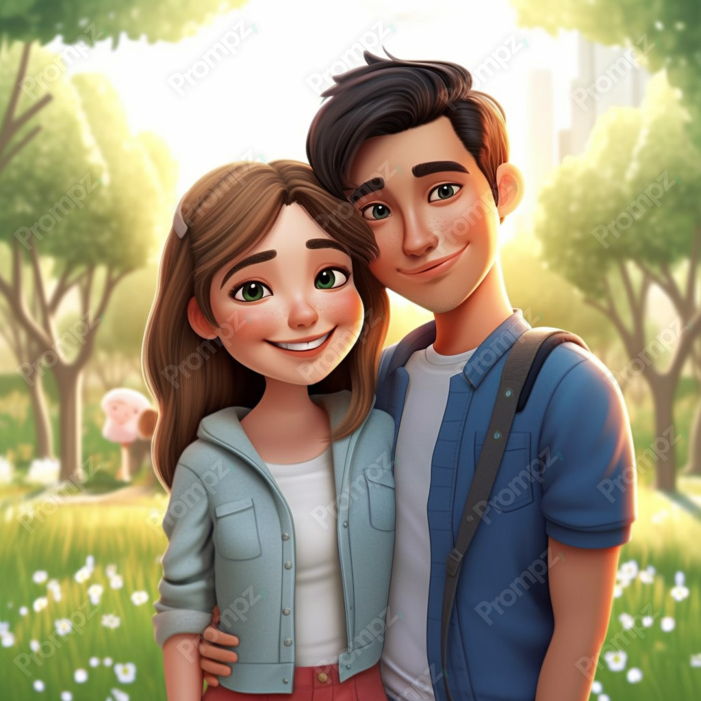 Young Couple Cartoon
