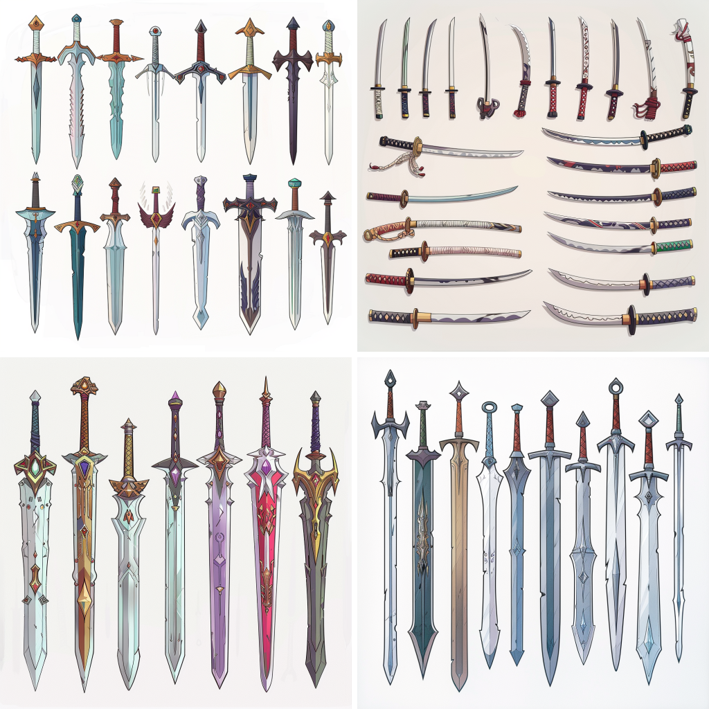 2D Sword Asset Sheet | Midjourney Prompt | Prompts Club