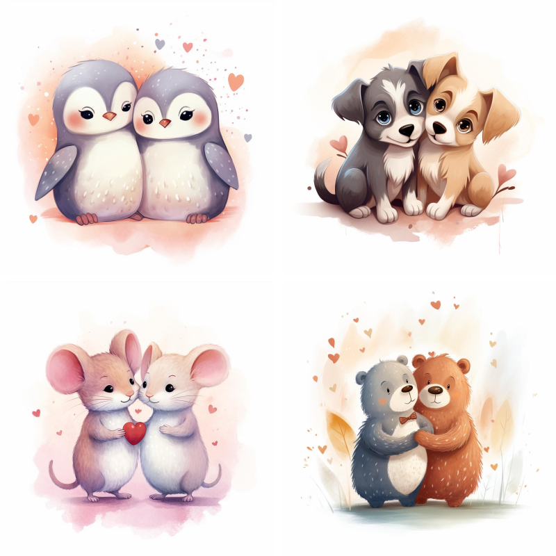 Drawn Cuddling Animals - Drawing for Childrens | Midjourney Prompt ...
